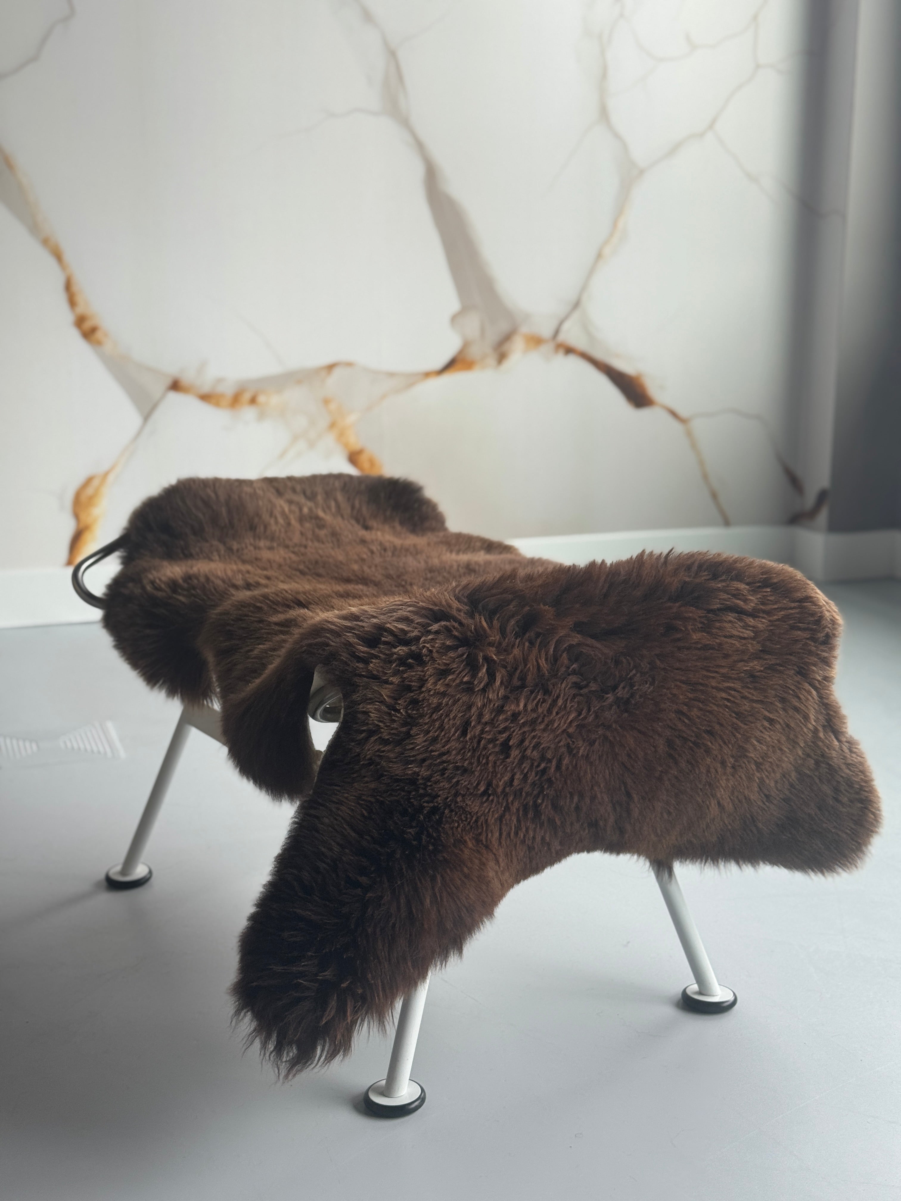 Unique Solid Brown Welsh Sheepskin – Black Sheep (White Light)
